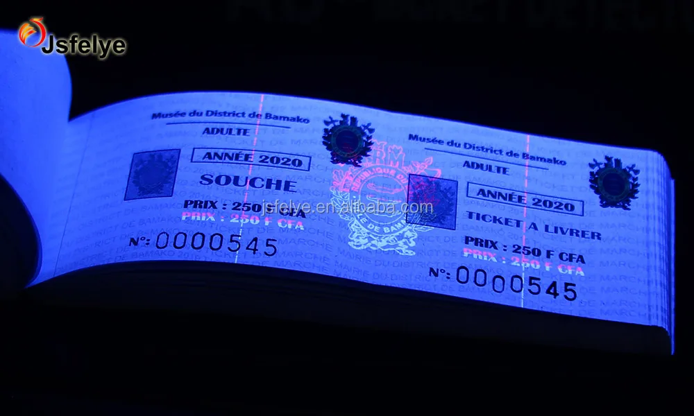 Perforated Line Watermark Paper Ticket In Booklet Printing - Buy ...