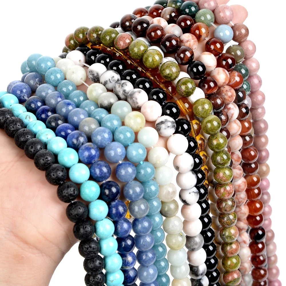 Wholesale Natural Stone Round Loose Beads Crystal Healing Gemstone ...