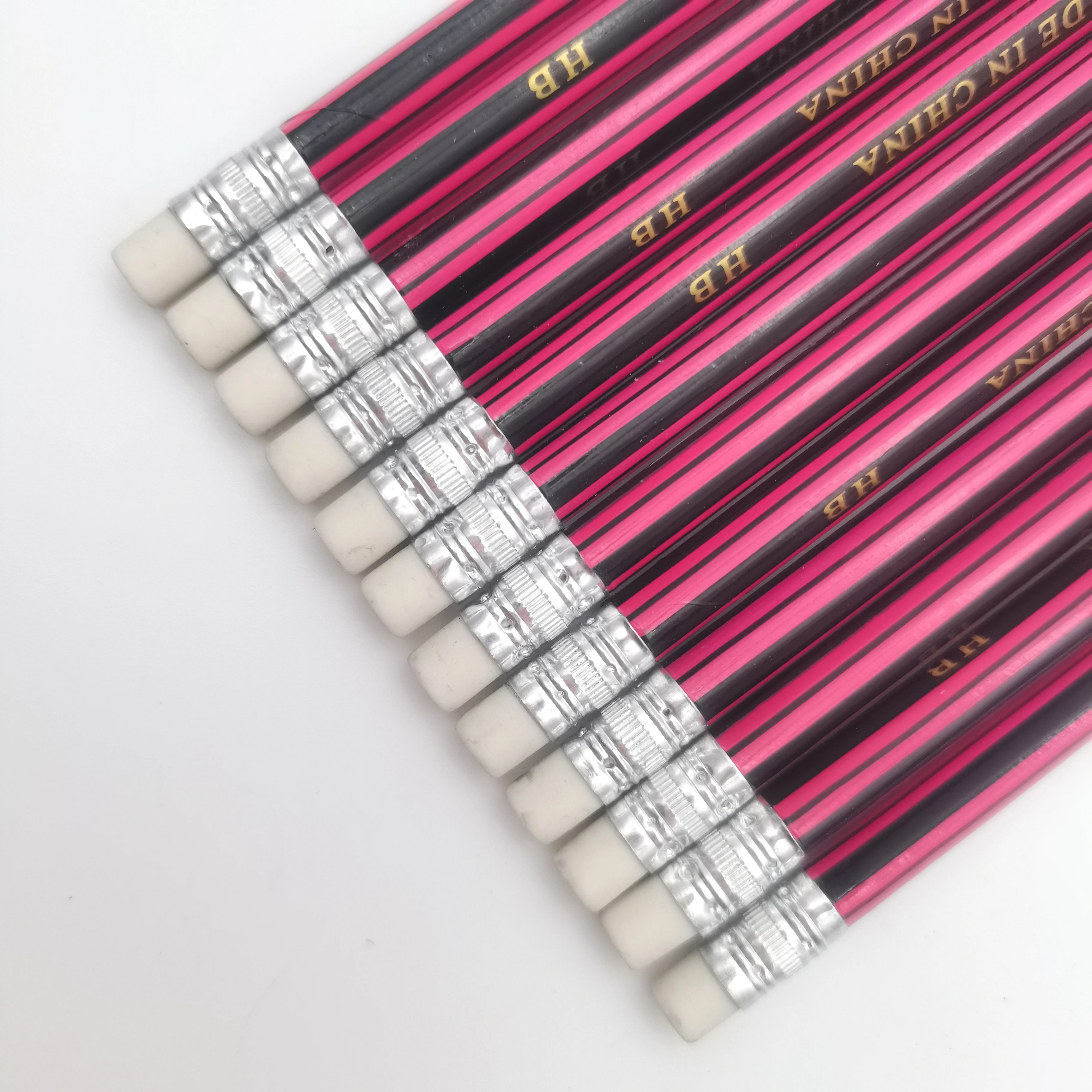 Rose Red And Black Triangular Custom Logo Wooden Hb 2b Pencils Best ...