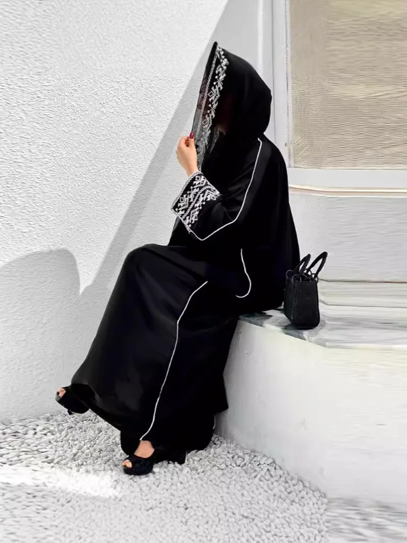 PROMISTAR New Arrival Middle Eastern Muslim Cardigan Robe Contrast ...