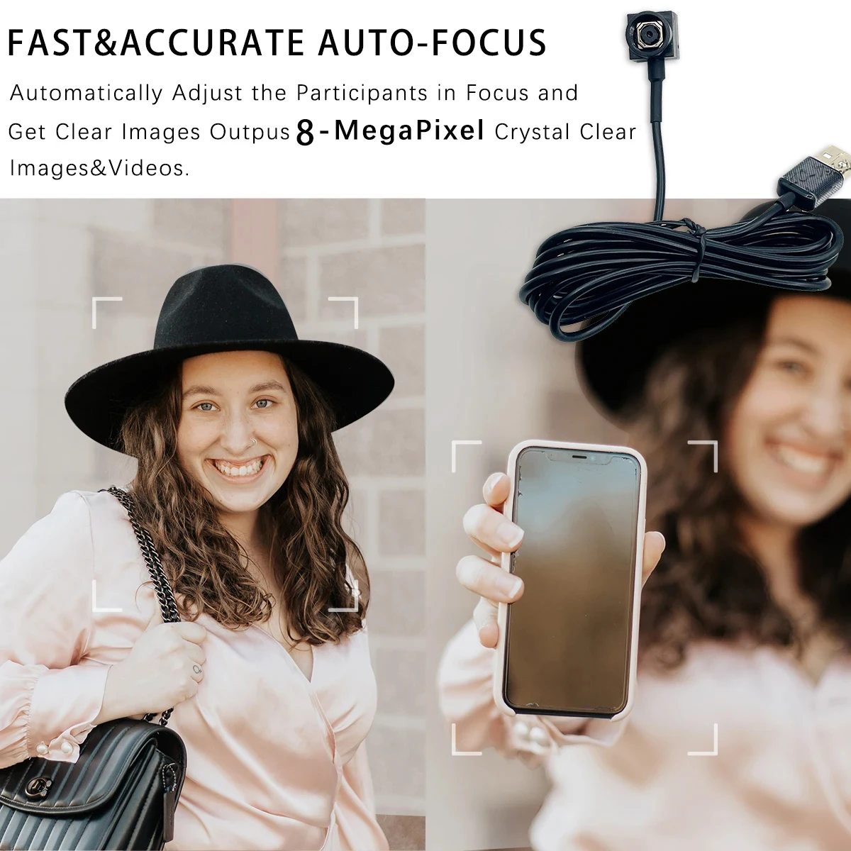 4K 8MP 15FPS Mini Camera AF Auto Focus High Speed UVC Micro USB Module ...