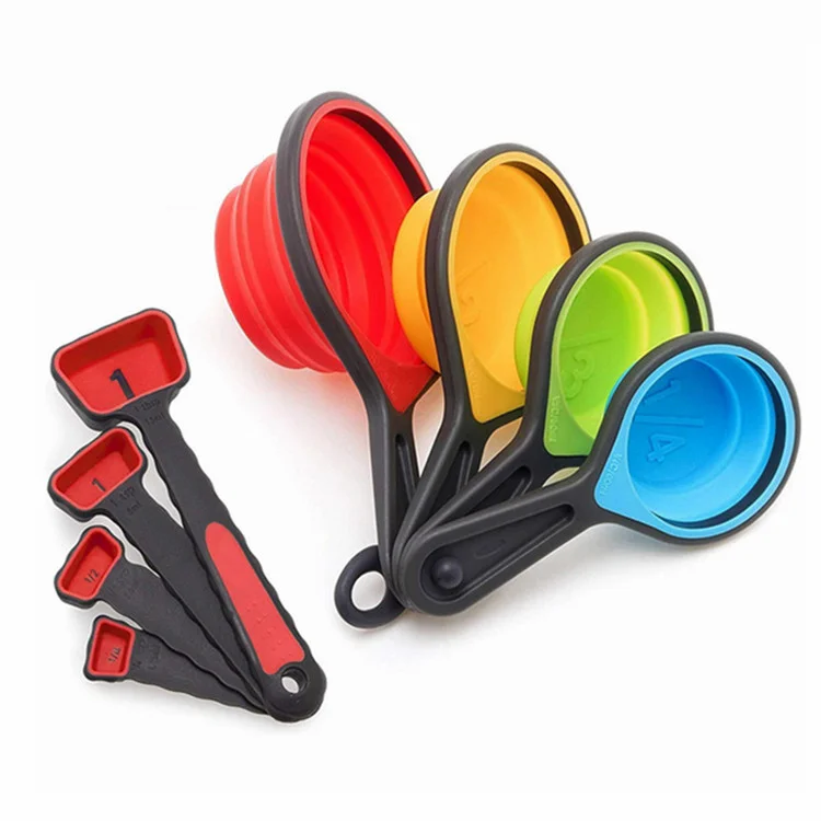 Non-stick 8pcs Collapsible Silicone Measuring Cups And Spoons Set ...