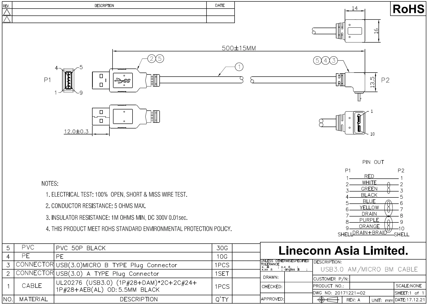 Data Cable USB 3.0 a Male to Micro USB 3.0 B Male 90 Degree Cable for ...