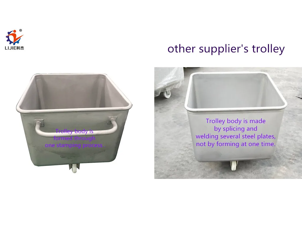 200l 304 Stainless Steel Movable Food Trolley Skip Car Meat Trolly ...
