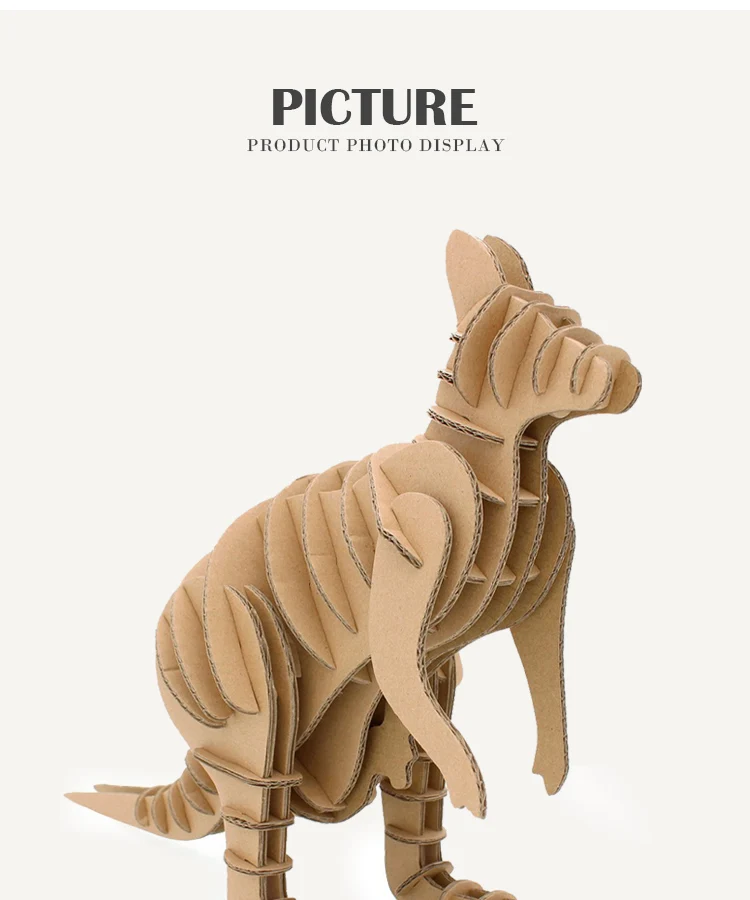 Unique Puzzle for Adults - Cardboard 3D Kangaroo Puzzle