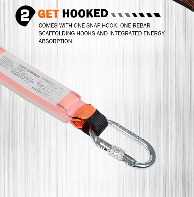 Fall Protection Lanyard Safety Line Rope With Energy Absorber - Buy ...