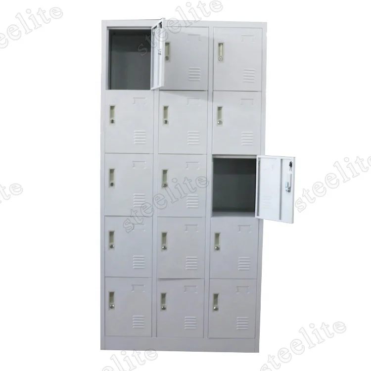 5-tier White Metal School Lockers - Ideal Classroom Storage