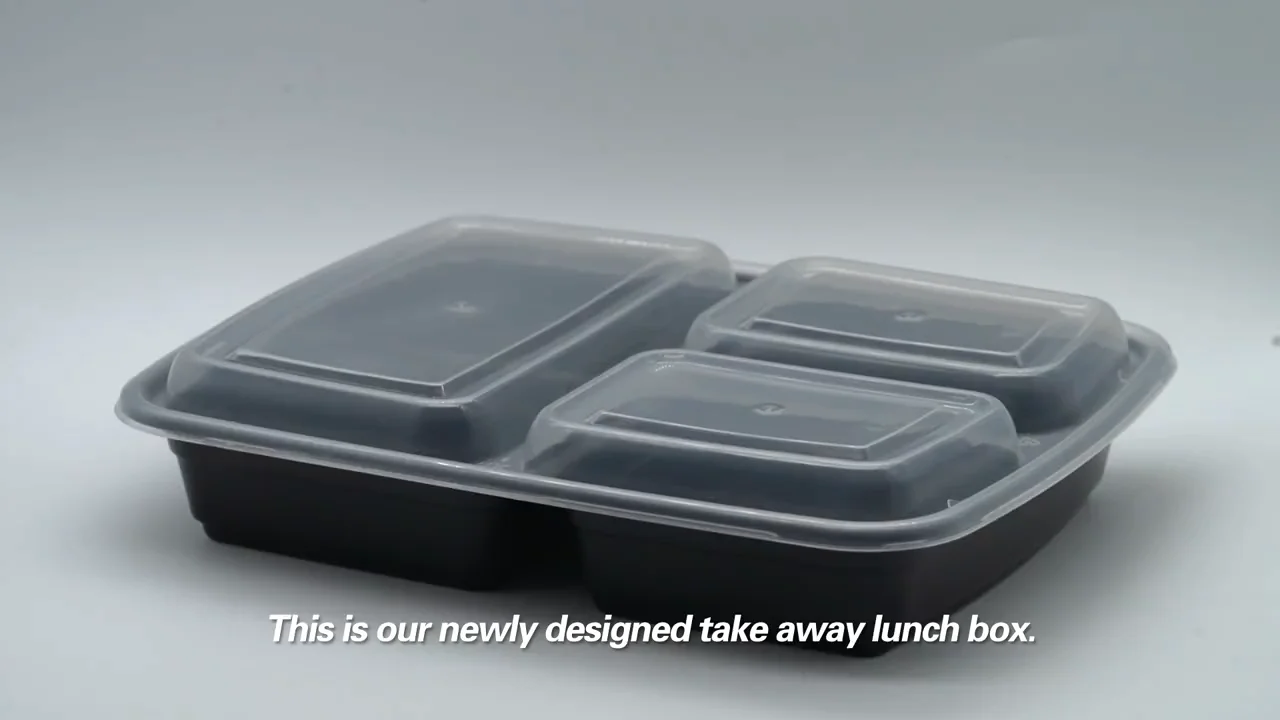 Black Rectangular Meal Microwavable To Go Takeaway Disposable 1 2 3 4 5 ...