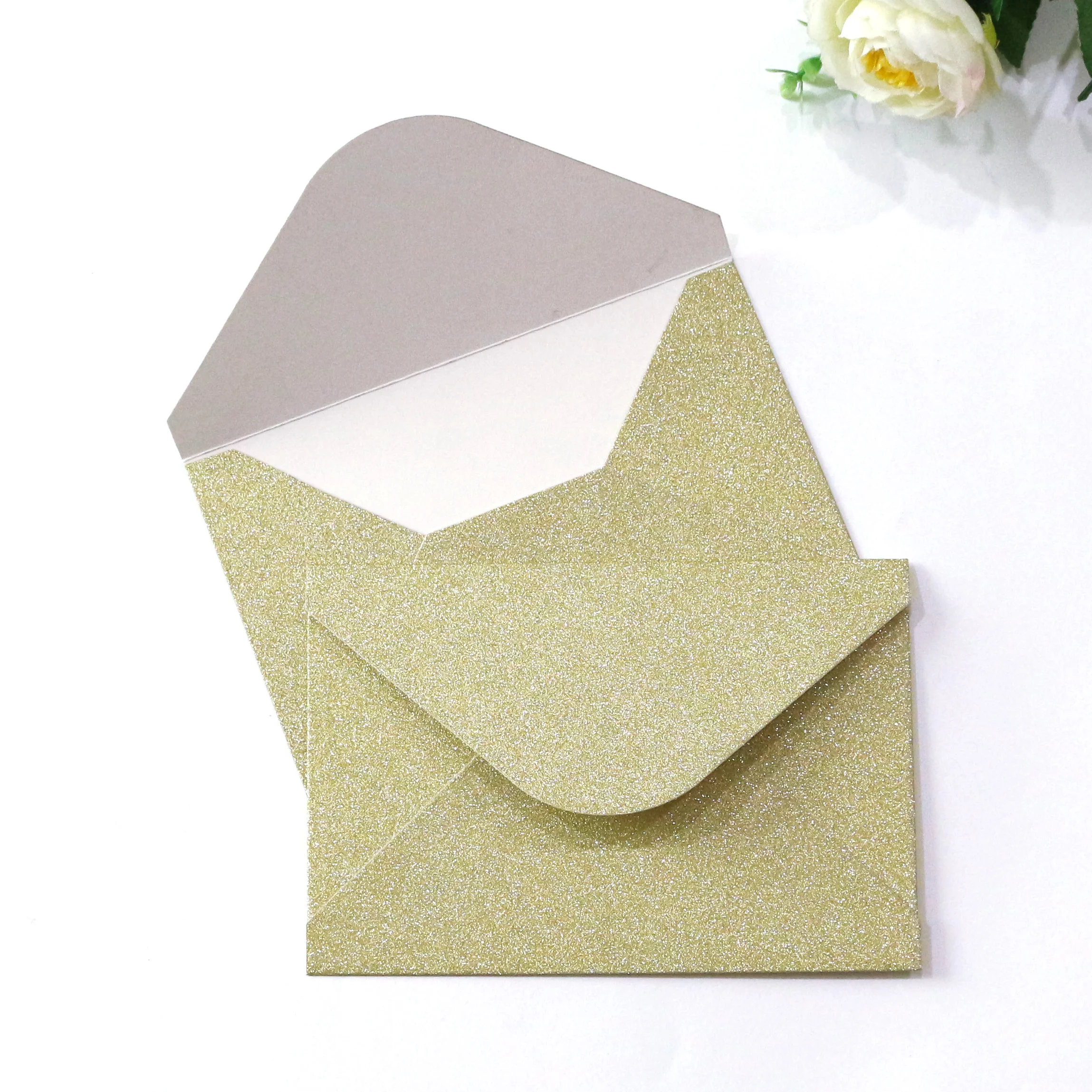 Elegant Buff Glitter Paper Invitation Envelope Wedding Party - Buy ...