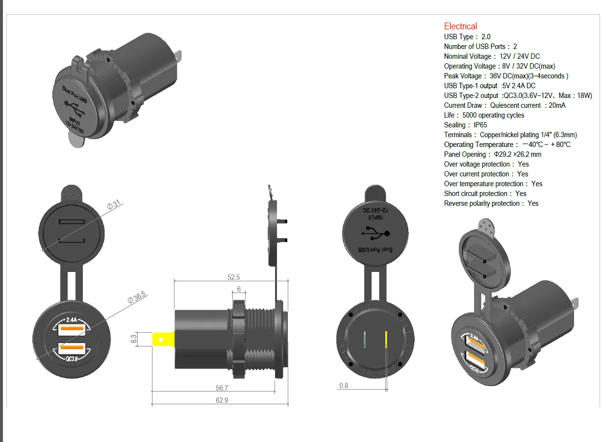 Quick Charge 3.0 Usb Port Bus Charger Socket With Bus Handrail Seat ...