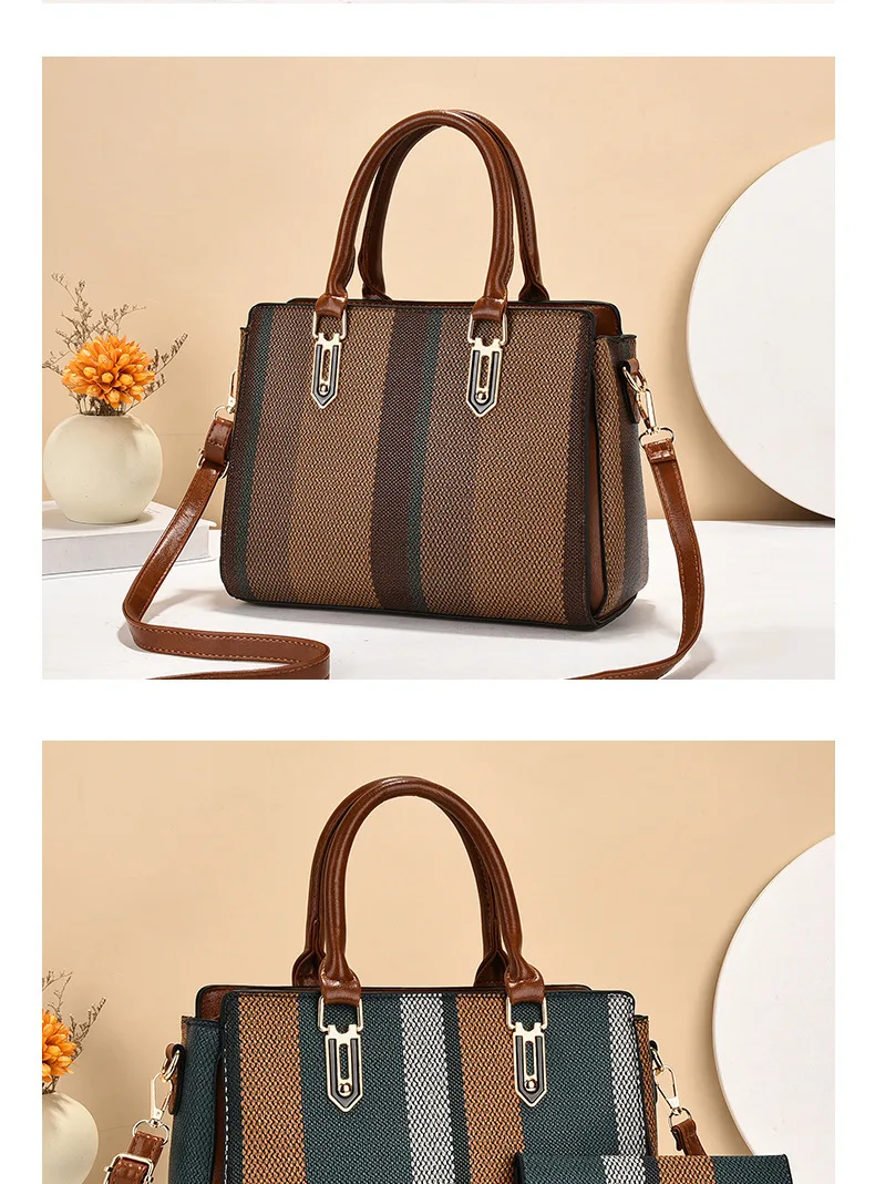 Wholesale Newly Fashion Color Contrast Canvas Tote Shoulder Bags Women ...