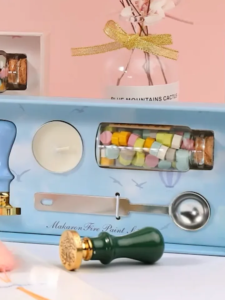 Pink Wax Steal Stamp Metal And Wood Handle Spoon Wax Set Wax Seal Set ...