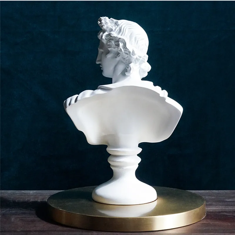 Modern Polyresin White Plaster Like Sculpture Apollo Head Bust Statue ...