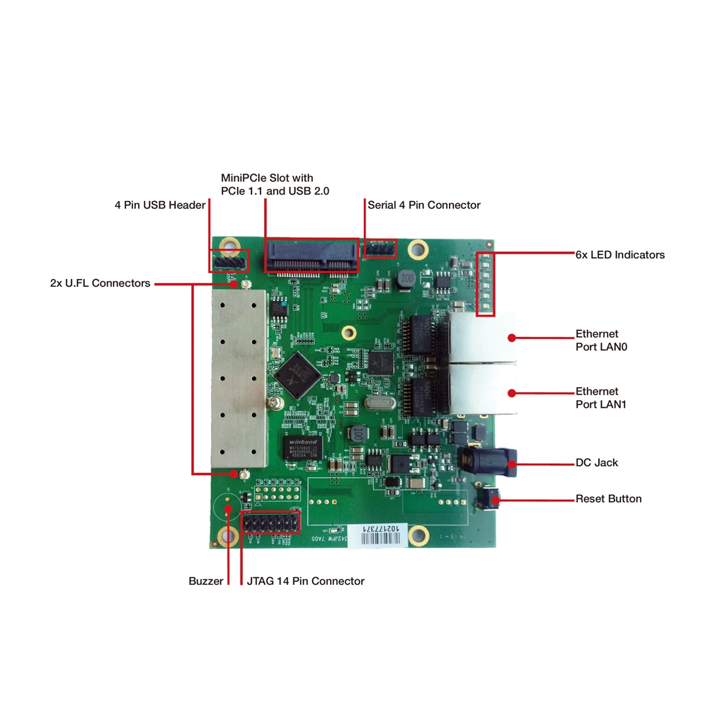 Atheros Compex AR9342 WPJ342 - 5.8ghz 2x2 Wireless Board