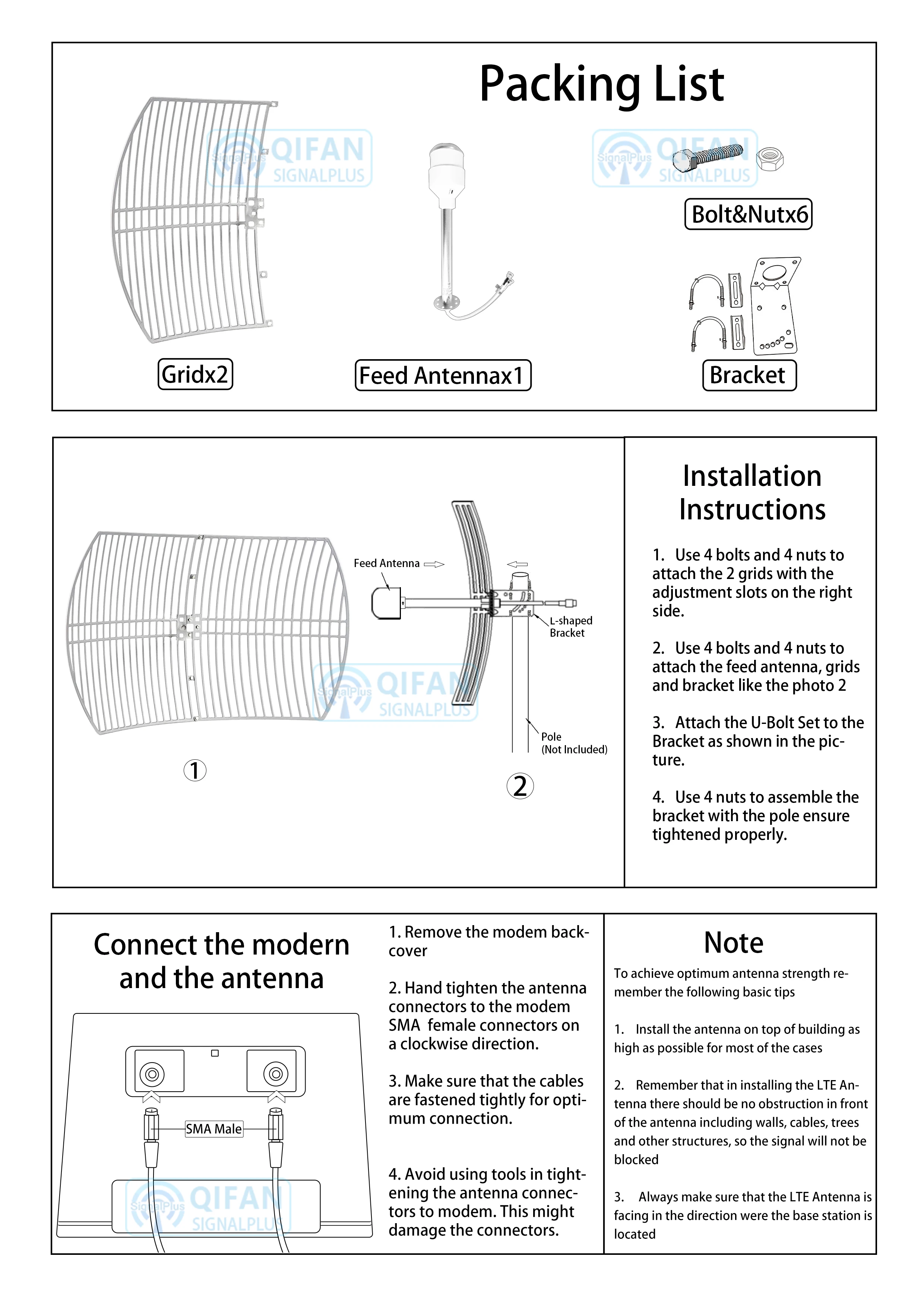Parabolic Grid Antenna - 48dbi High Gain for 3G 4G 5G