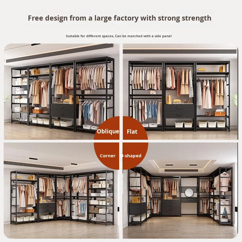 Metal Open Wardrobe Combination Walk-in Cloakroom Bedroom Floor Hangers ...