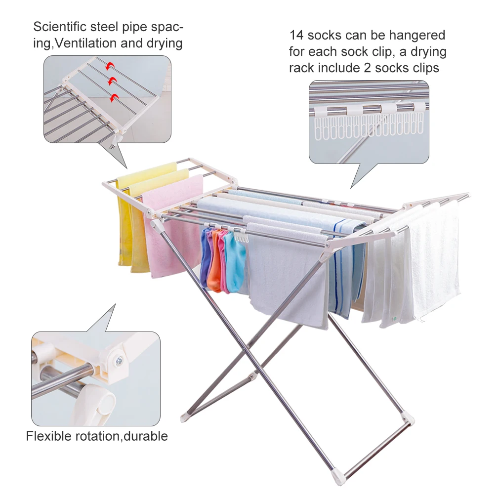 Baoyouni Stainless Steel Folding Laundry Stand 126 Cm Length Wing ...