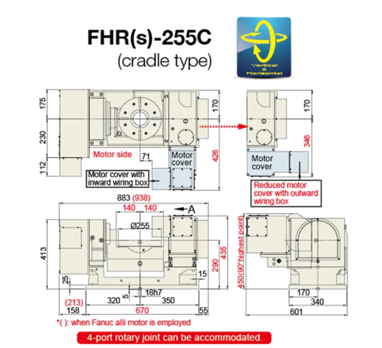 Fhr-255c Series Horizontal Vertical 5 Axis Cnc Machine Indexing Table ...