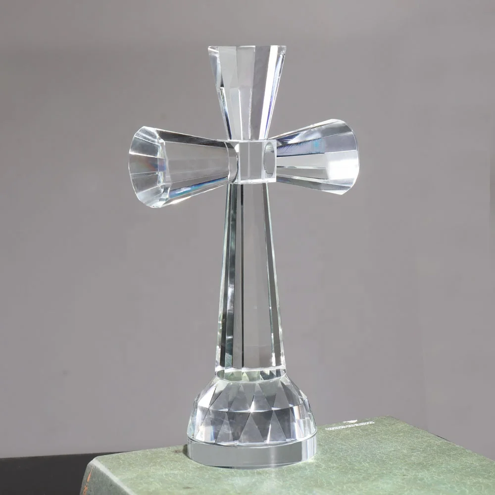Mh-c007 Crystal Glass Standing Cross - Buy Crystal Glass Cross,Crystal ...