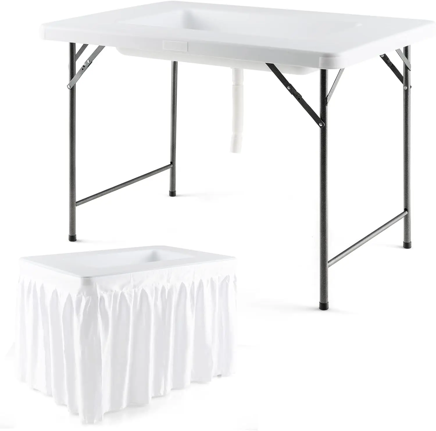 Modern Home White 4ft Plastic Ice Cooler Table Fill and Chill Table ...