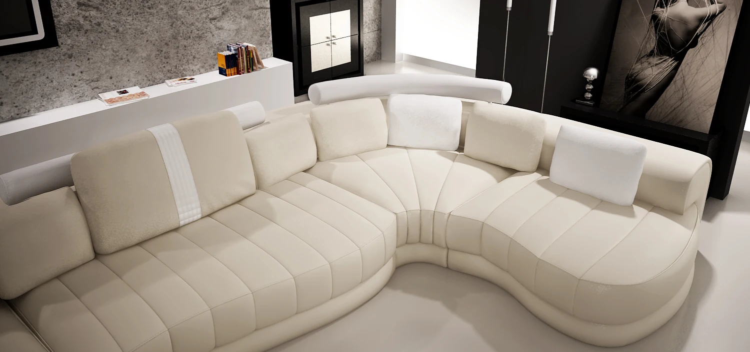 White U-Shaped Combination Sofa - Unique Radian Furniture
