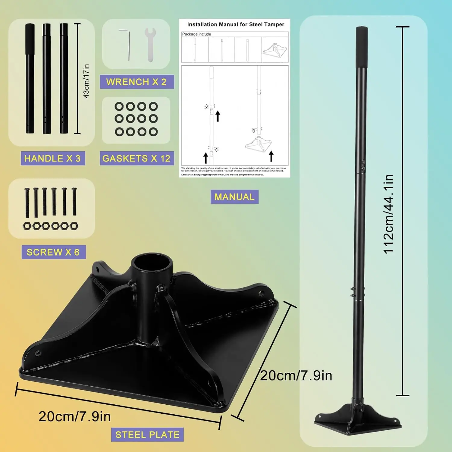 Heavy Duty Landscaping Tamper Tool Durable Ground Tamper 8''x8'' Garden ...