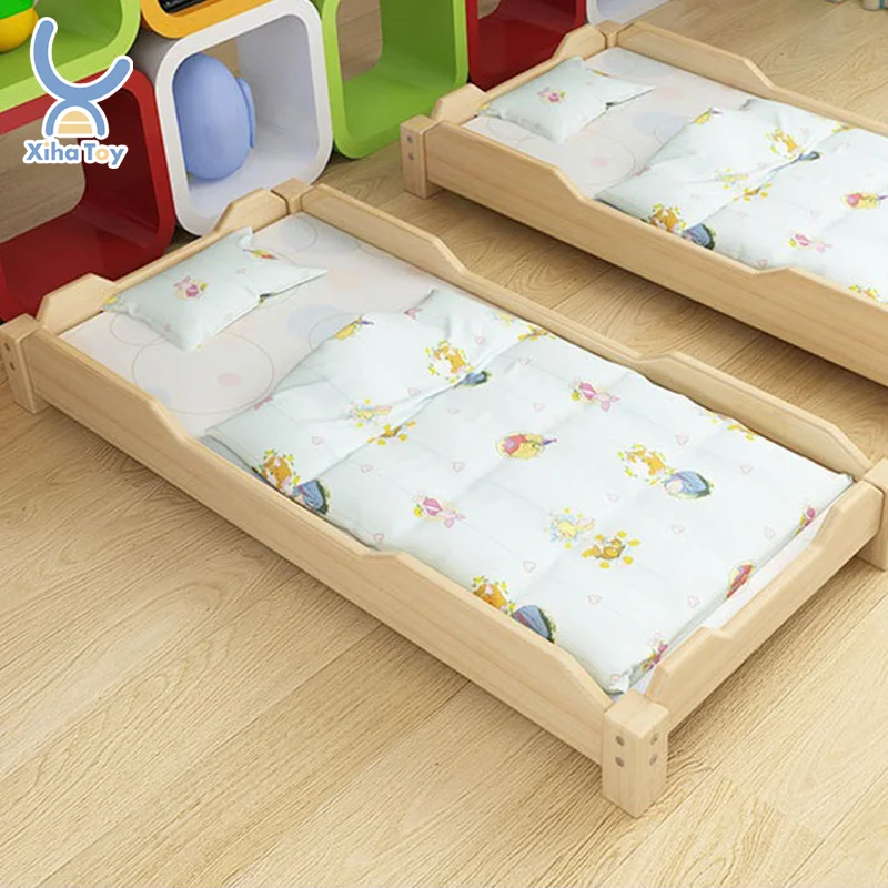 Kids Solid Wooden Single Bed For Kindergarten Kids Resting Bed Daycare ...