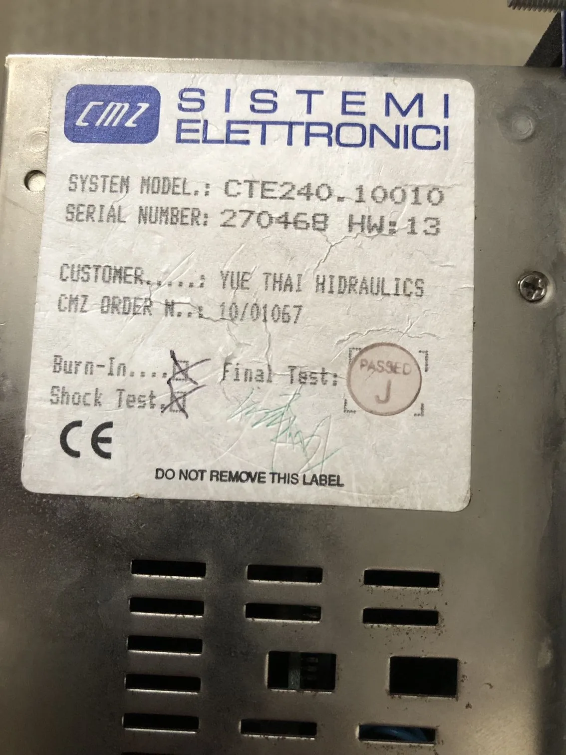 CTE240.10010 CMZ CTE240 HMI Operator Touch Panel - 3 Month Warranty