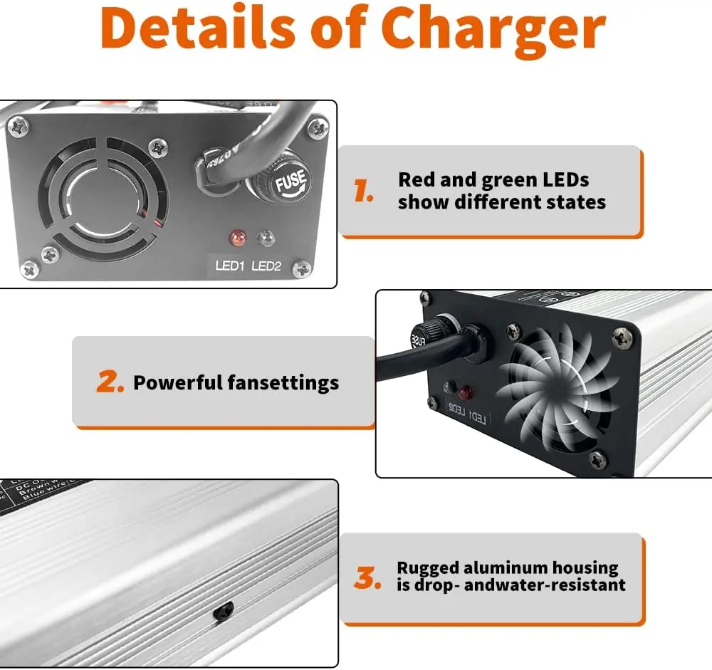 Smart Lithium Ion Charger 24 Volts 15a 29.4v 15 Amp For 7s 24v Lithium ...