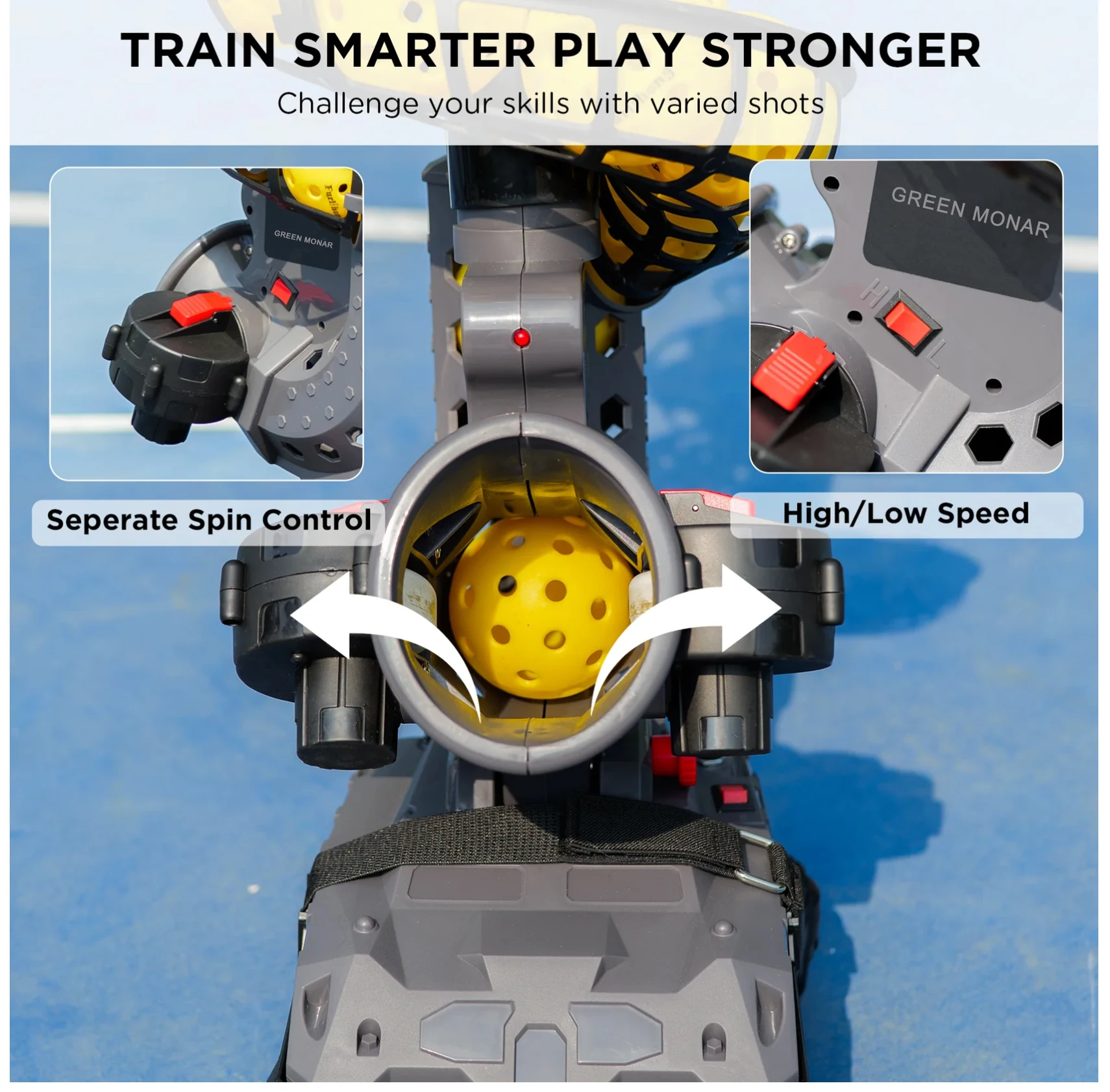 Pickleball Automatic Launcher Adjustable Speed Spin Angles Dinks Chops ...