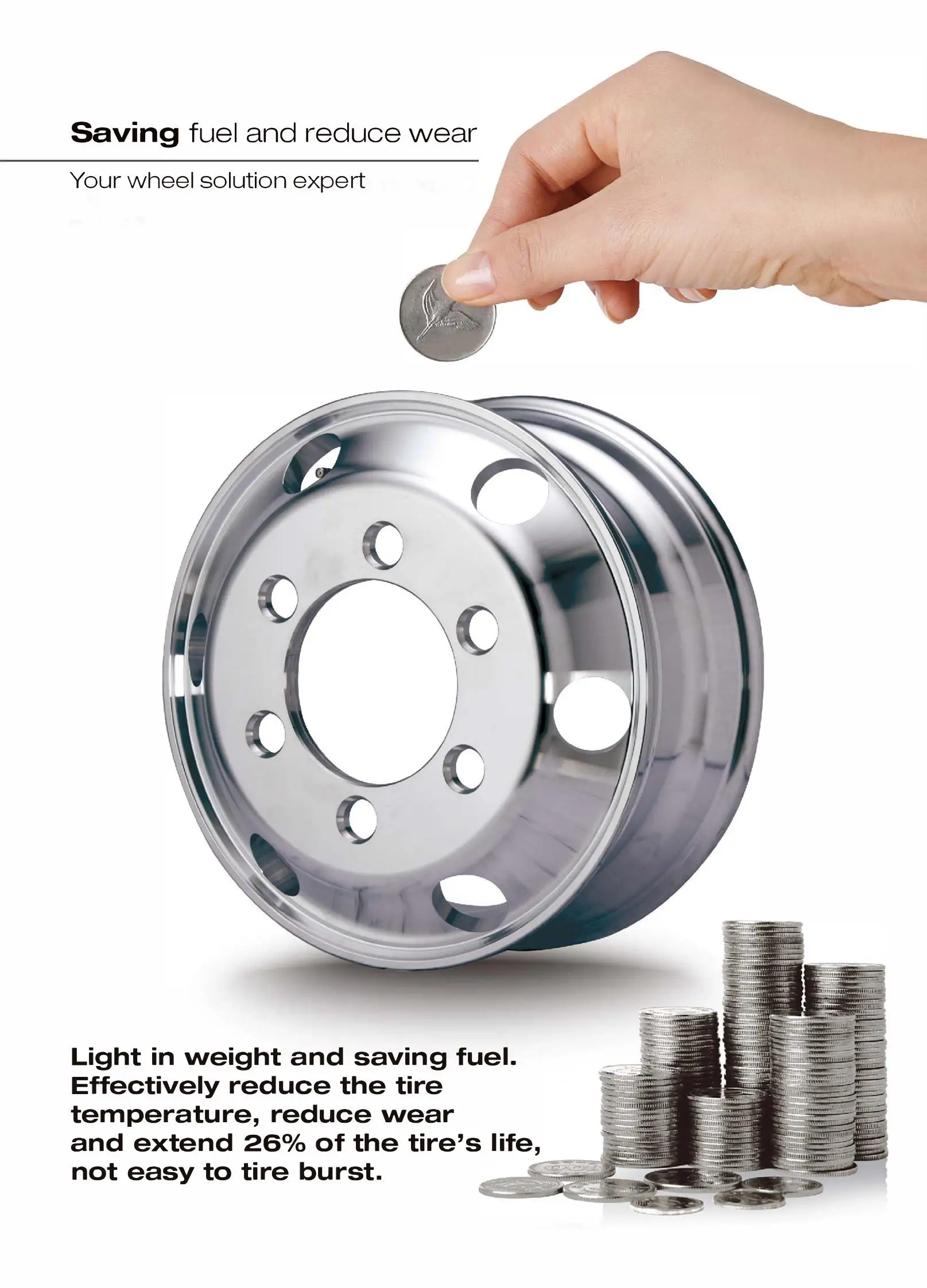 17 Inch Polished Heavy Duty Truck Alcoa Aluminum Rims