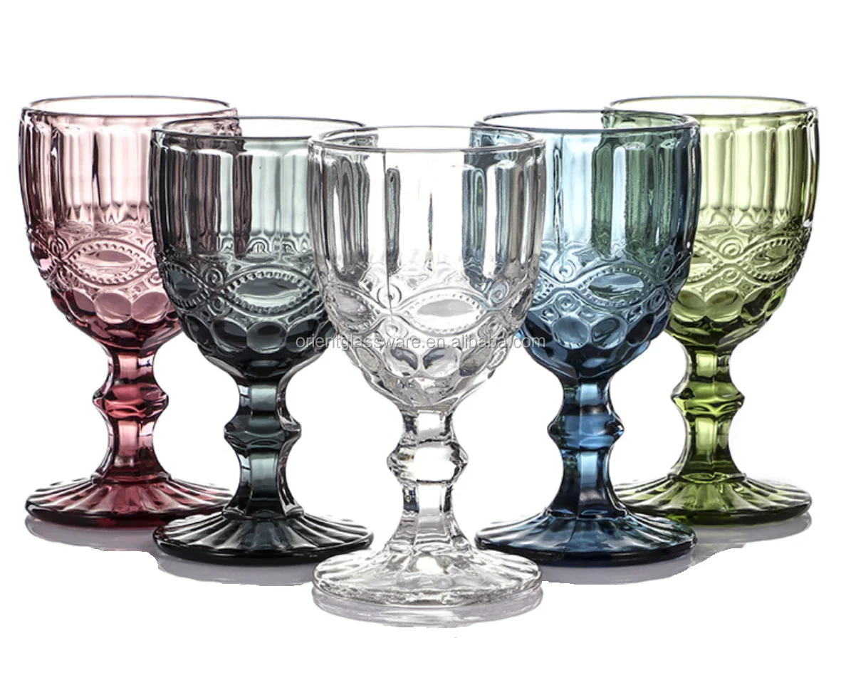 Wholesale 8oz 10oz Customized Goblet Wine Drinking Glass Pressed ...