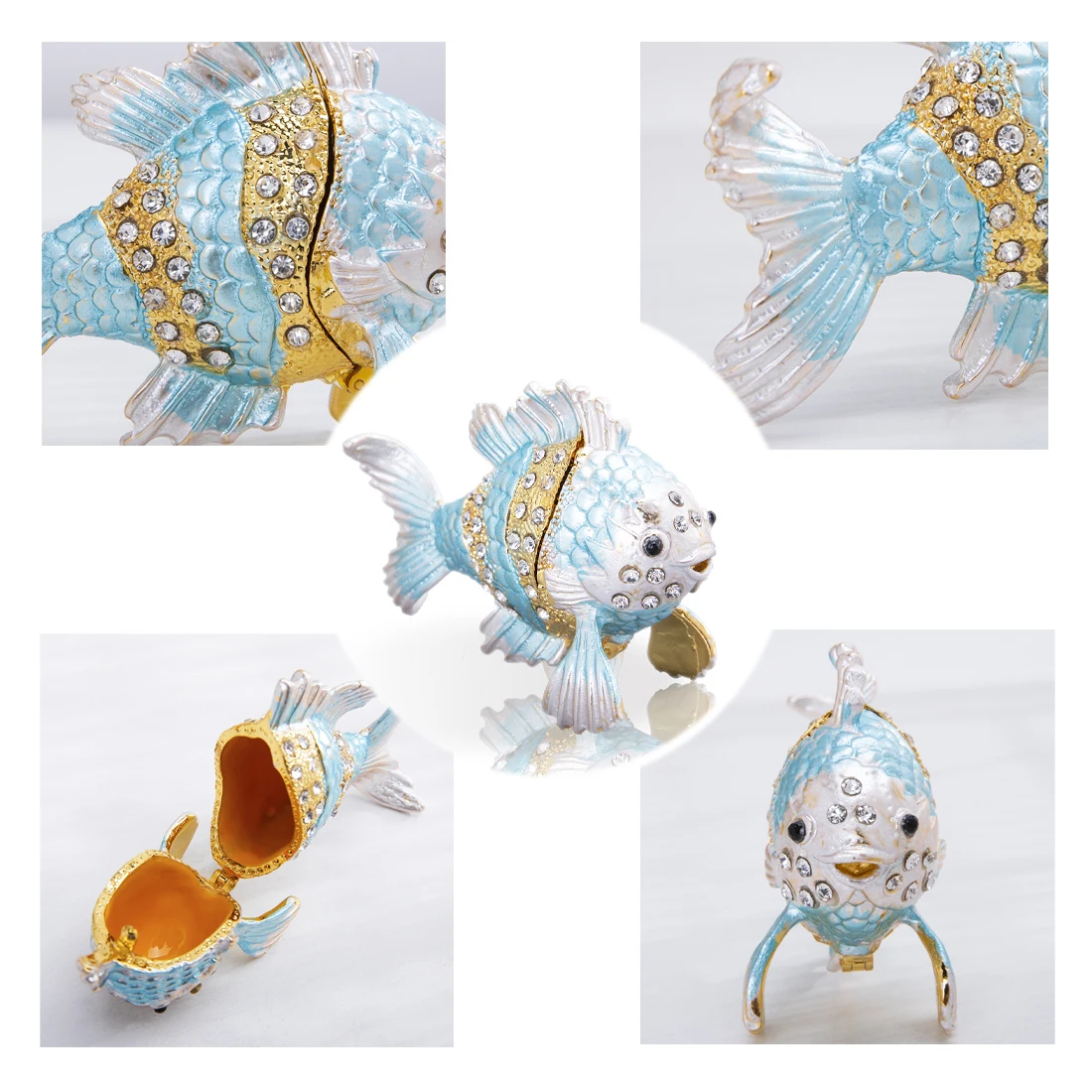 H&d Tropical Fish Trinket Box Hinged Hand-painted Animal Figurine ...