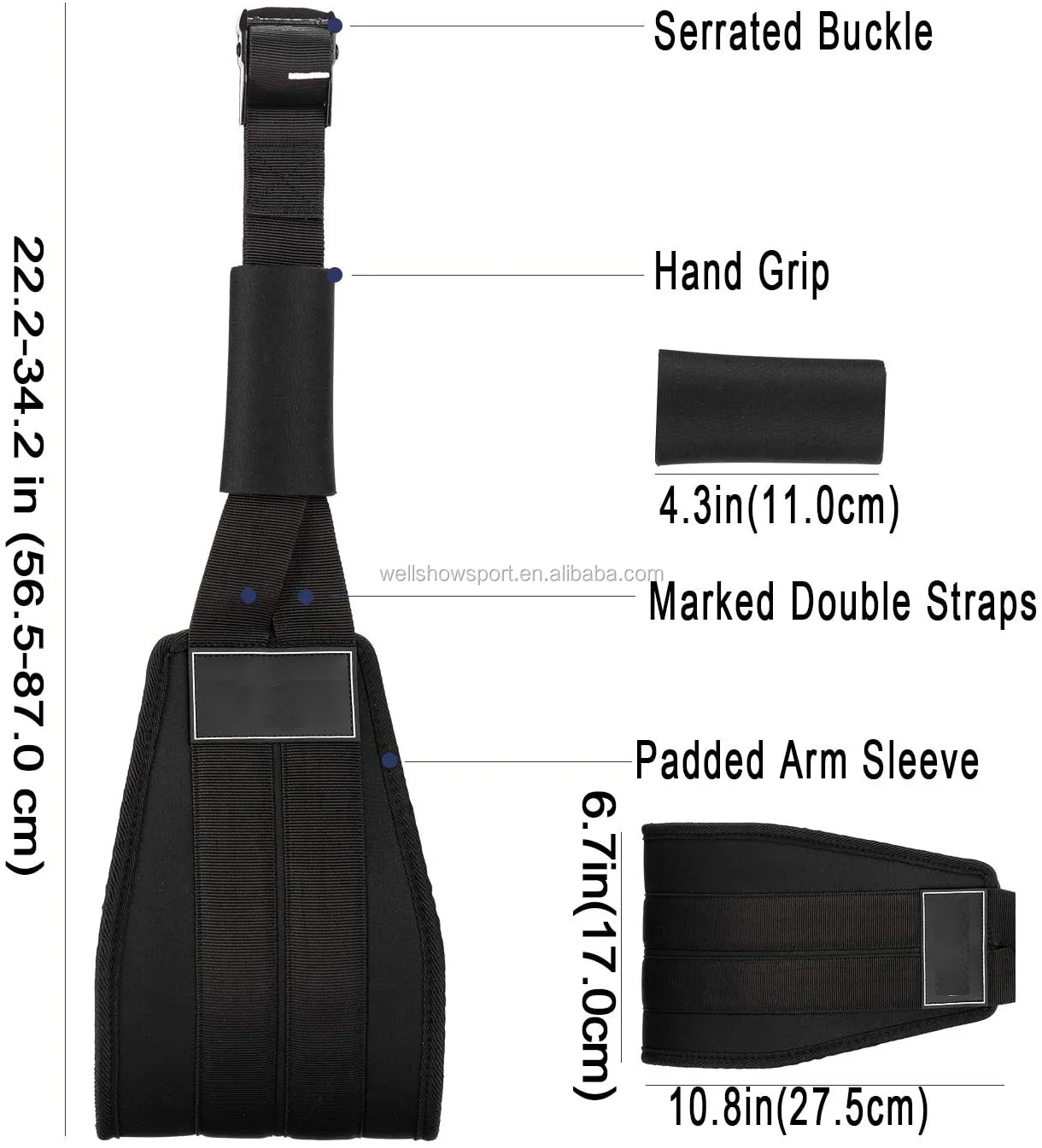 Wellshow Adjustable Ab Straps With Scale Hanging Ab Slings Straps With ...