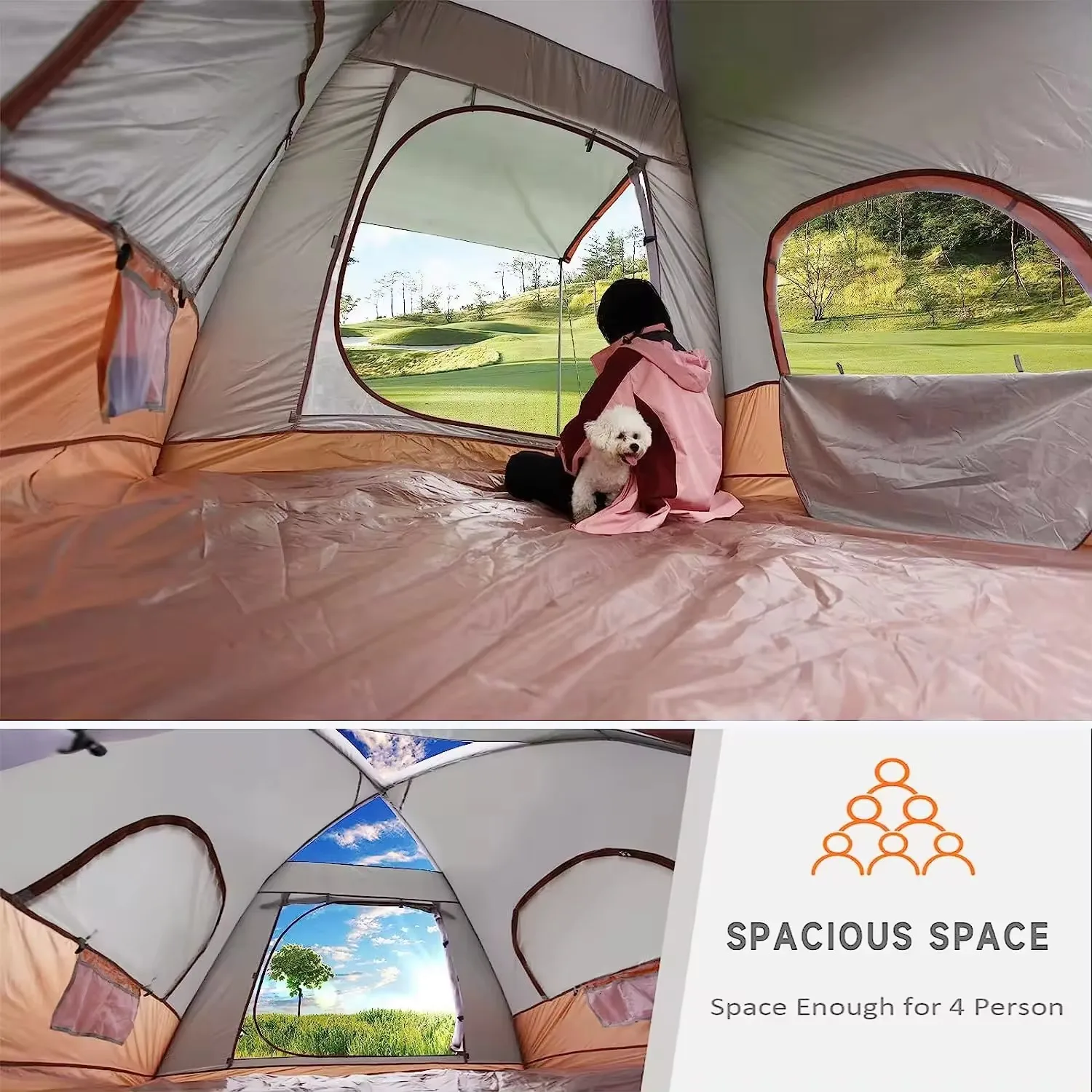 4 Season Glamping Inflatable Camping Tent With 2-4 Persons Waterproof ...