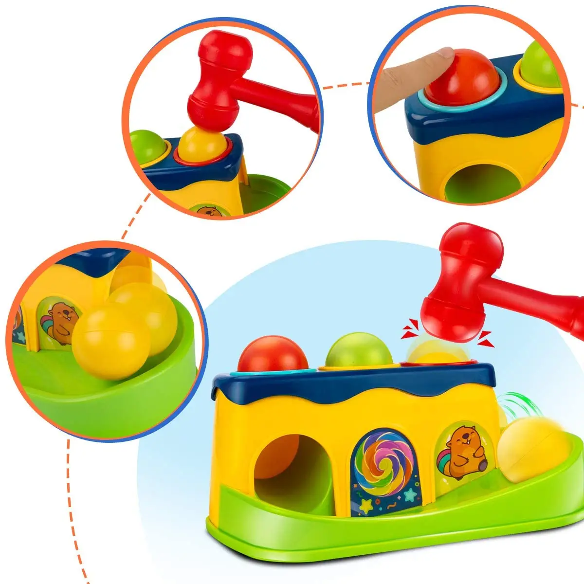 Hammer and Ball Drop Toys Pound a Ball Game Toys for Infant Kids STEM ...