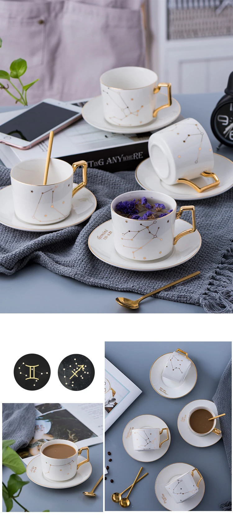 Creative Constellation Ceramic Cup And Saucer Set Porcelain Horoscope ...