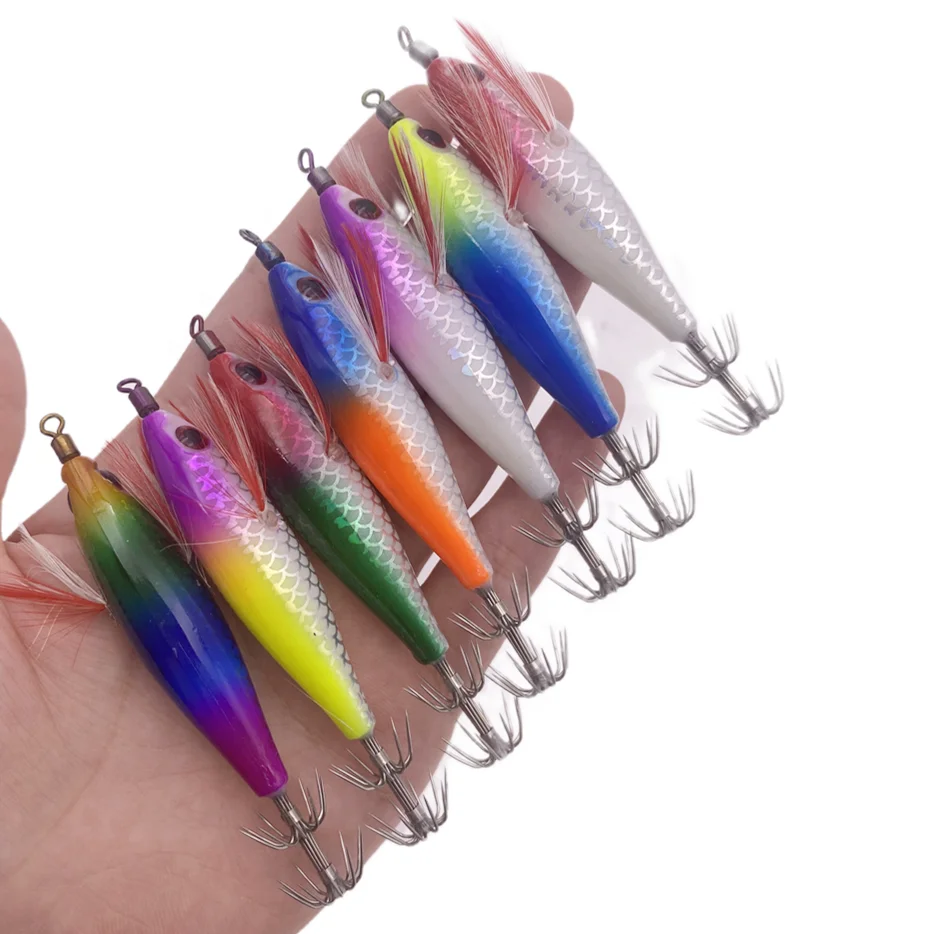 Luminous Wooden Shrimp Squid Jig - Egi Lure for Ocean Fishing