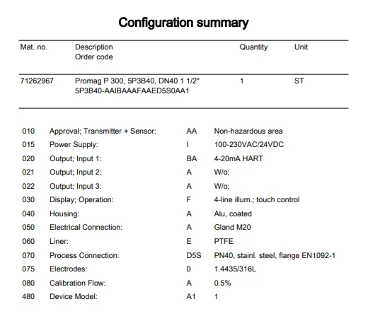 E+h Proline Promag P 300 Electromagnetic Flowmeter 5p3b40 ...