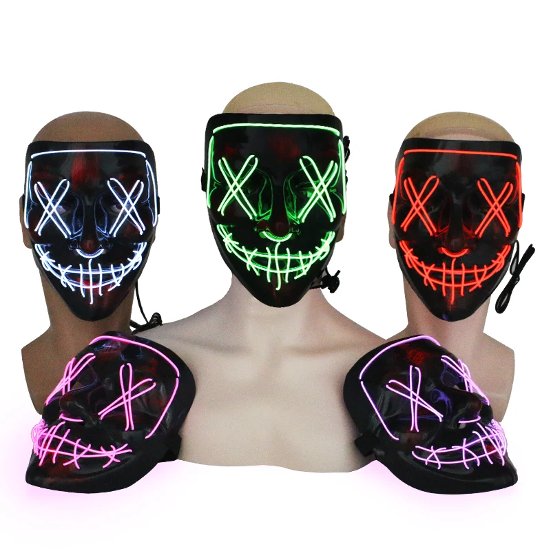 Custom Halloween Neon Led Purge Mask Masquerade Party Luminous El Wire ...