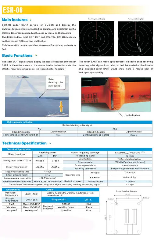 ESR-06 Marine Search and Rescue Radar Transponder AIS SART