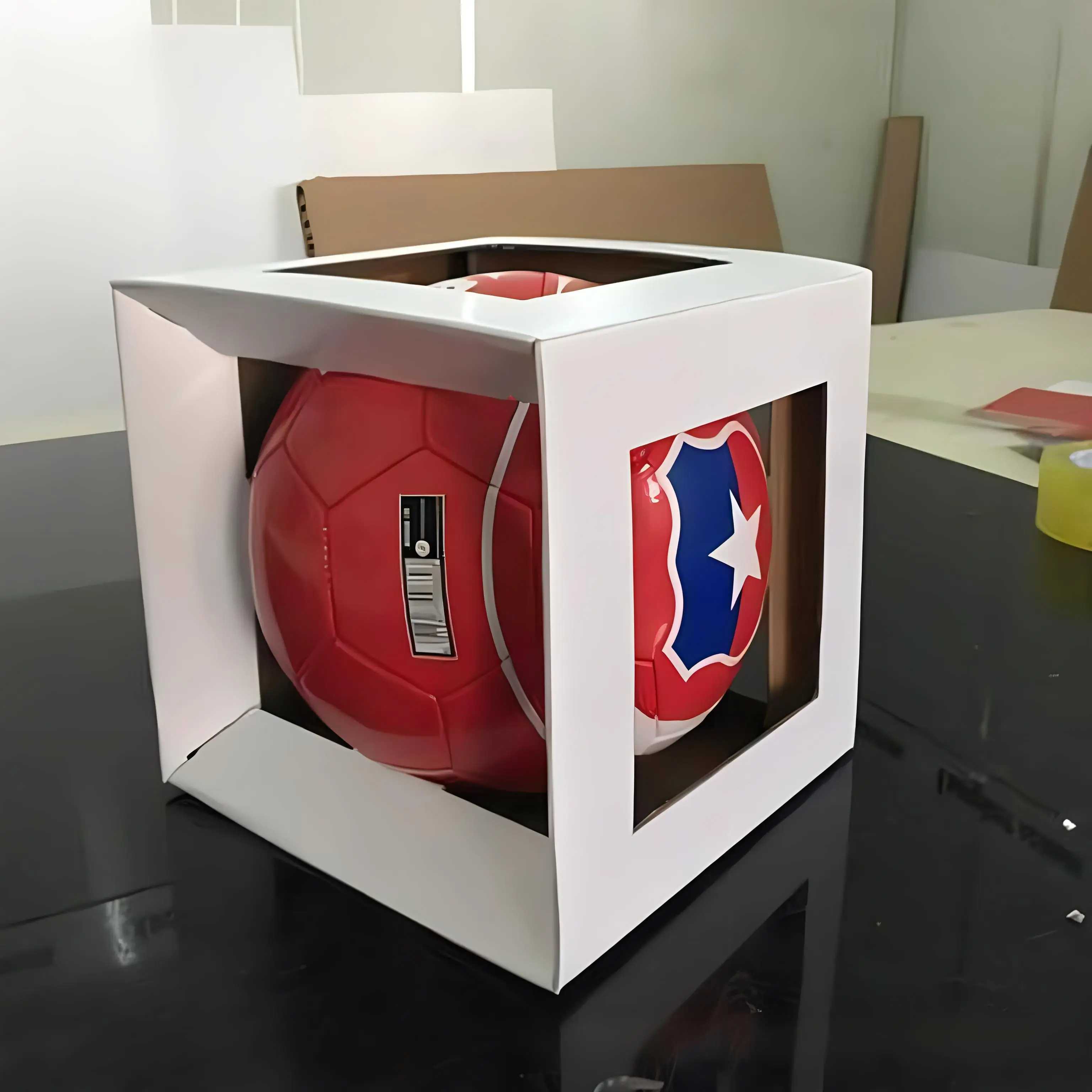 Custom Printed Packaging Corrugated Paper Football Soccer Ball Box ...