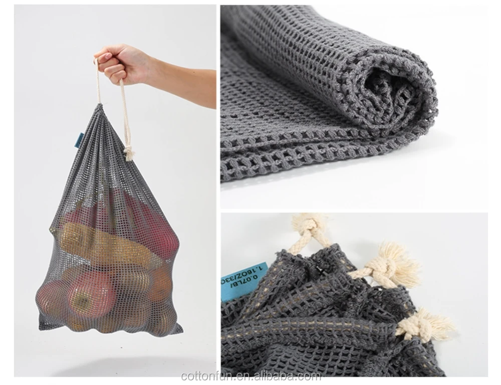 Reusable Grocery Bags Cotton Net Tote Bag,Zero Waste Farmer Market ...