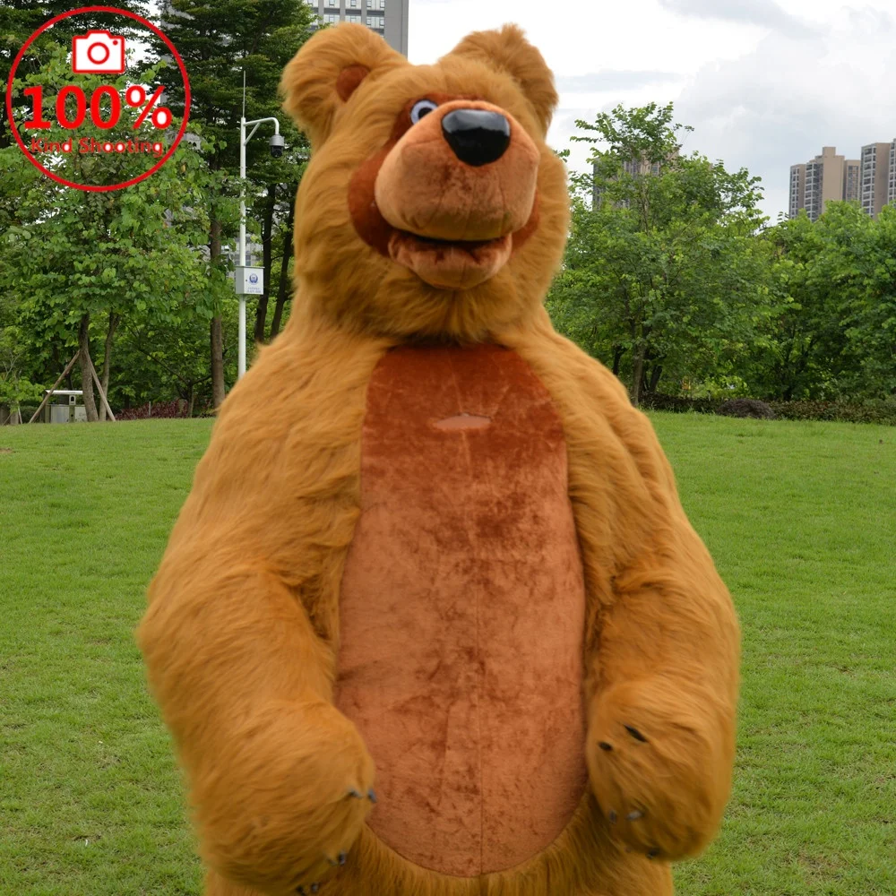 Inflatable Giant Brown Masha Bear Mascot Costume for Adults