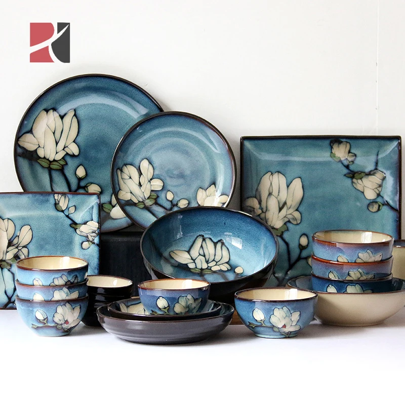 Factory Direct Handmade Plates Flower Korean Style Pattern Dinnerware ...