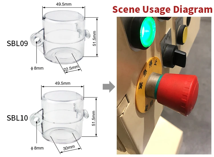 Safety Emergency Stop Lockout Button - Durable & Transparent