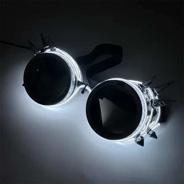 Hot Neon Flashing Steampunk Goggles Luminous Cyberpunk LED Light ...