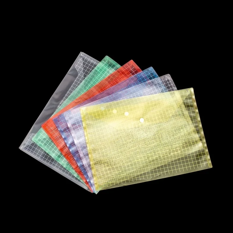 Custom Printed A4 Transparent File Bag Envelope Bag Grid Snap Button ...