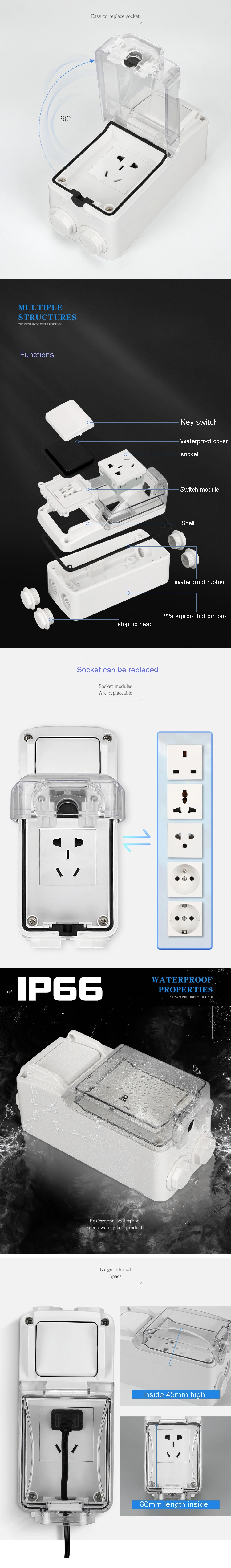 Waterproof Outdoor 13A 2gang Storm Switched Socket Double IP66