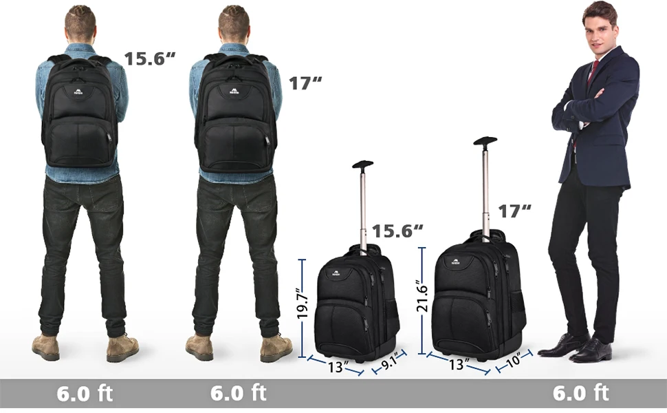 Lightweight Waterproof Wheeled Backpack Travel Bag 36L